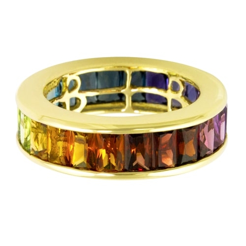 Bellarri Eternal Love 14K Yellow Gold Multicolor Gemstone Eternity Ring Style R9458YG14M 7